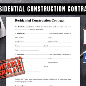 Residential Construction Contract Template Word and PDF | Builder ...