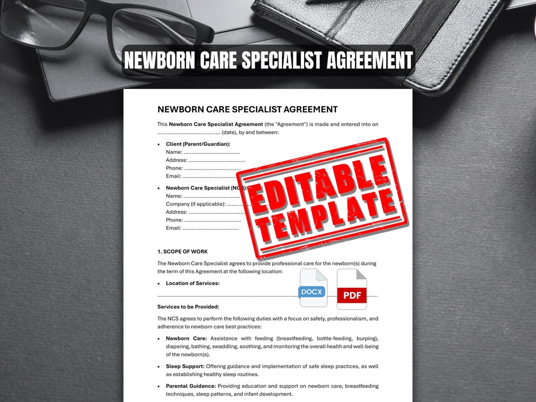 Newborn Care Specialist Agreement Word Doc | Printable Postpartum Baby ...