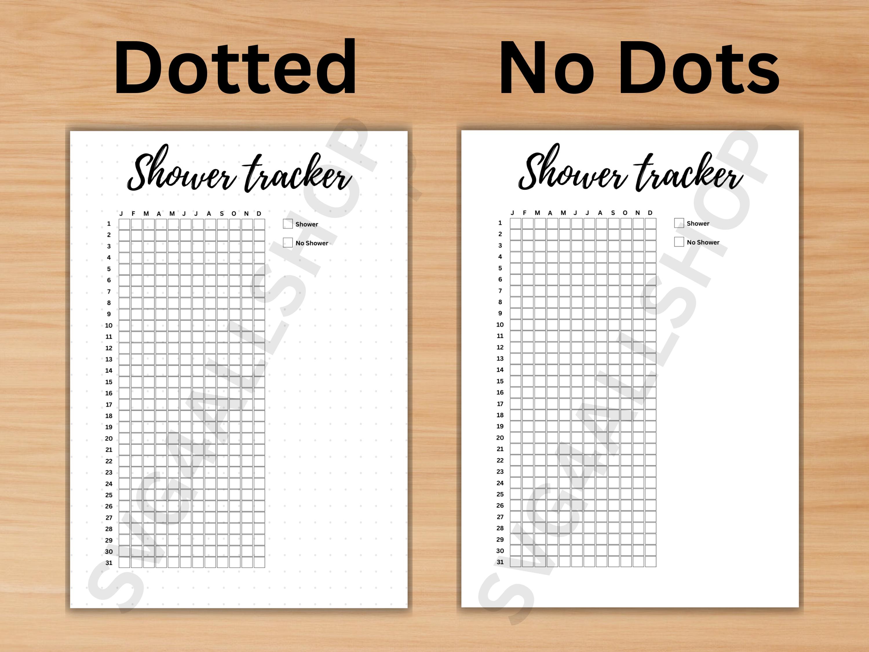Shower Tracker Printable - Year in Pixels Tracker - Shower Tracker ...