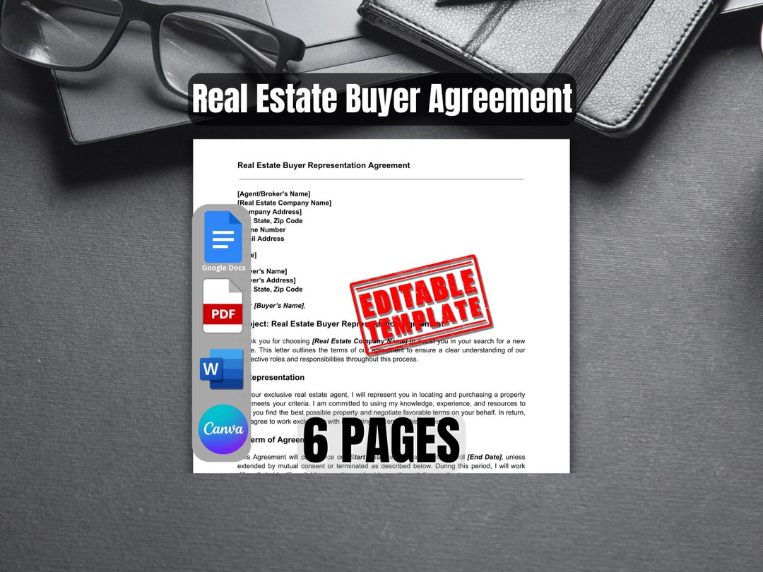 Real Estate Buyer Representation Agreement Word Doc PDF CANVA ...