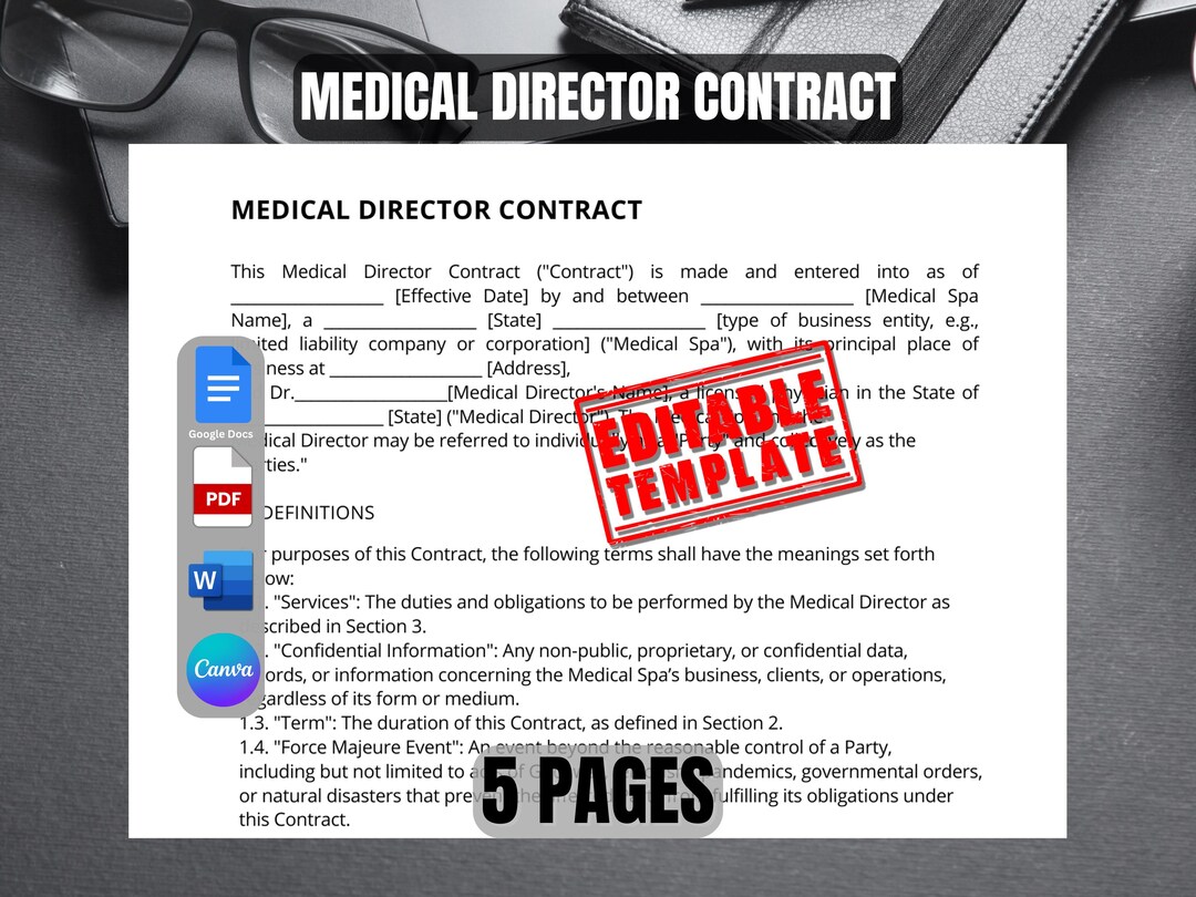 Medical Director Contract Template | Editable Spa Medical Director ...