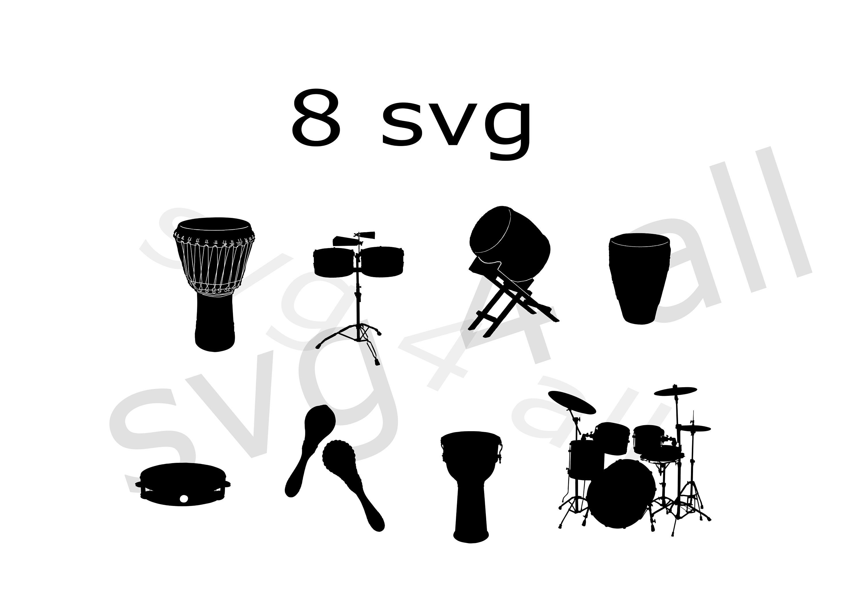 Drum Svg, African Drum Drawing, Drum Bundle Vector, Drum Set Clip Art ...