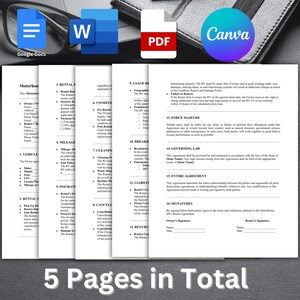 Motorhome RV Rental Agreement Template | Printable RV Lease Agreement ...