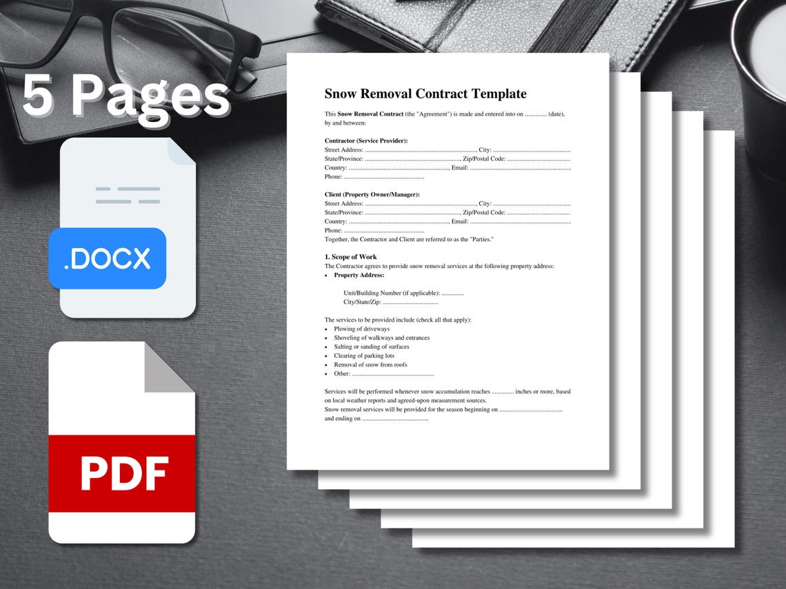 Snow Removal Contract Template Download Word Doc | Printable Service ...