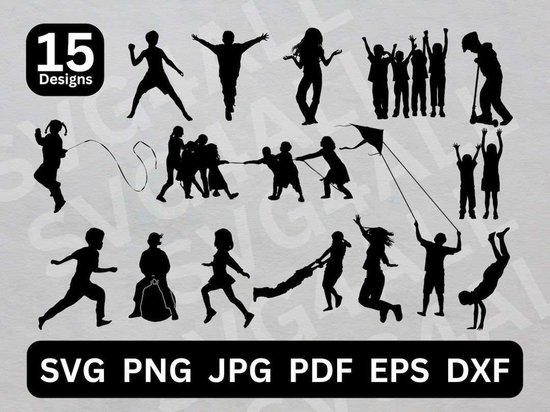 Children Playing SVG, Kids Playing SVG, Children Playing Bundle SVG ...