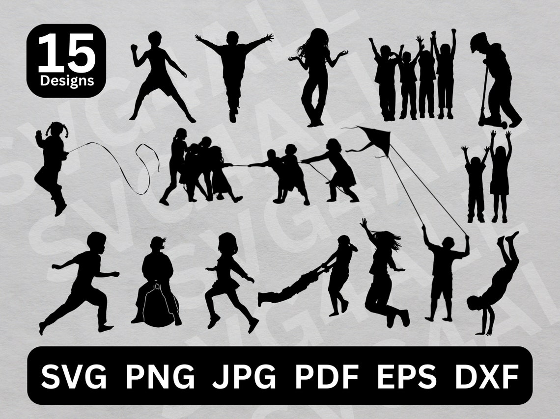 Children Playing SVG, Kids Playing SVG, Children Playing Bundle SVG ...