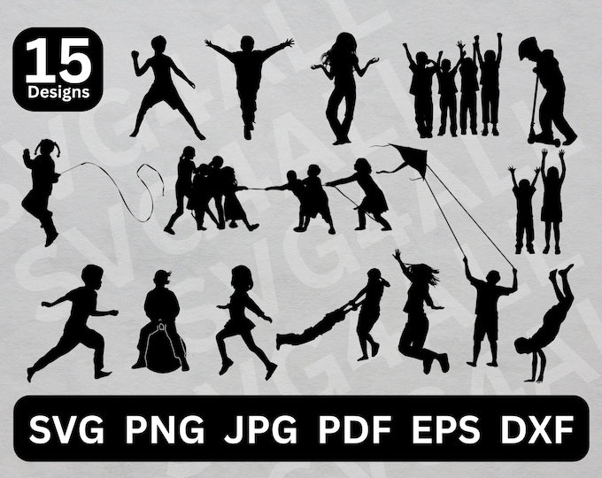 Children Svg Kids Svg Kids Playing Cutting File Bicycle Clipart ...