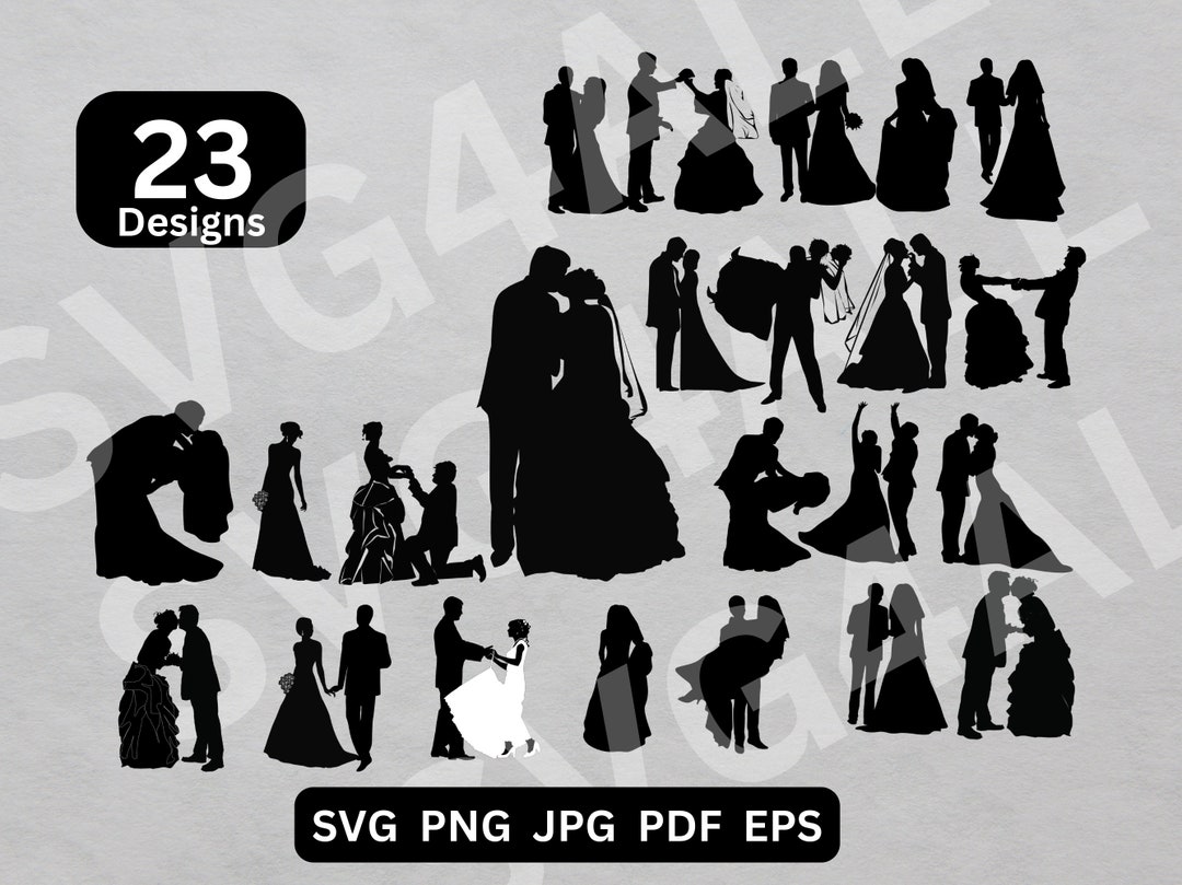 Married Couple Svg, Wedding Bundle Svg, Couple PNG, Couple Clipart ...