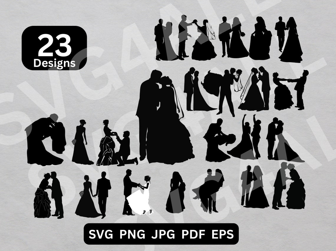 Married Couple Svg, Wedding Bundle Svg, Couple PNG, Couple Clipart ...