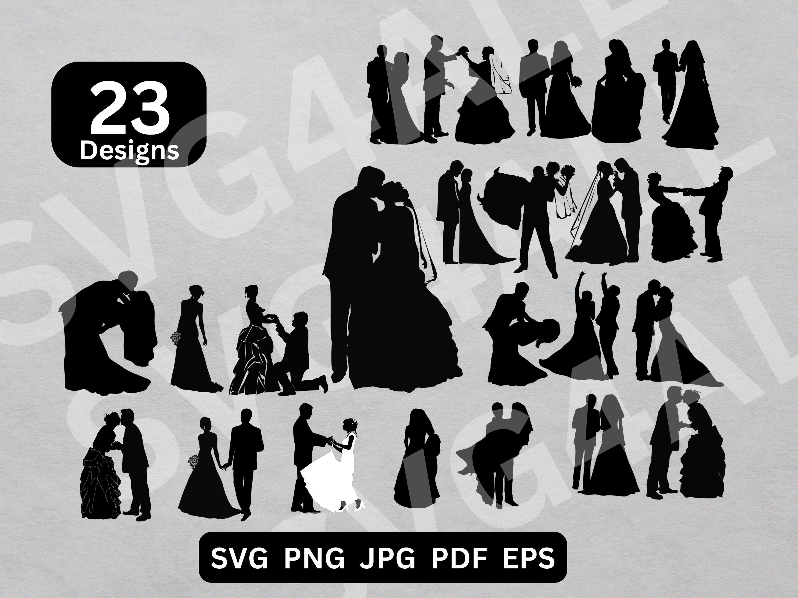 Married Couple Svg, Wedding Bundle Svg, Couple PNG, Couple Clipart ...