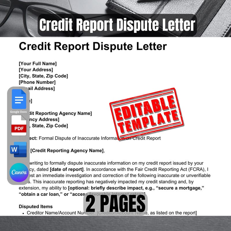 Credit Bureau Dispute Letter - Etsy