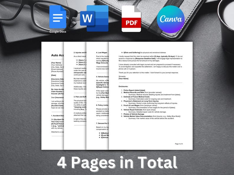 Auto Accident Demand Letter Template | Personal Injury Claim Letter ...