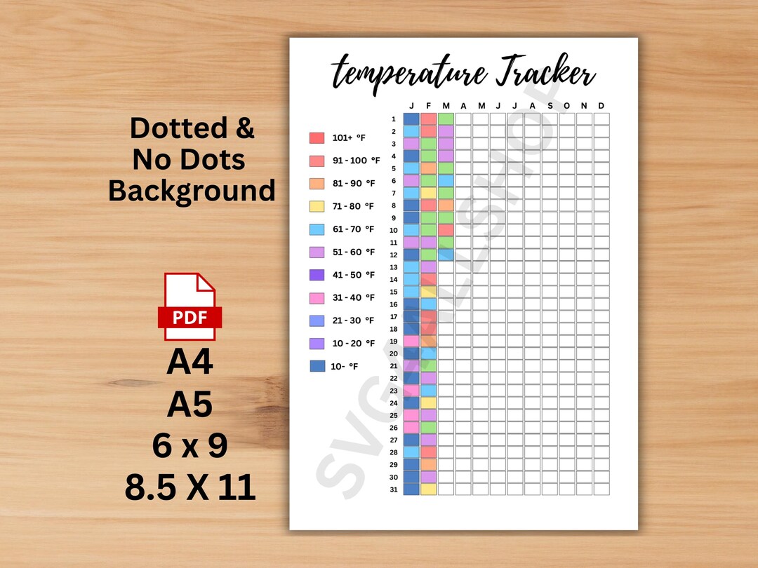 Temperature Tracker Printable - Temperature Tracker Log - Daily ...