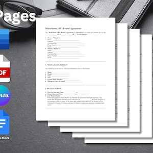 Motorhome RV Rental Agreement Template | Printable RV Lease Agreement ...