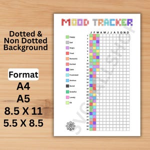 Mood Tracker Printable - Pixel Mood Tracker - Mood Tracker PDF - Daily ...