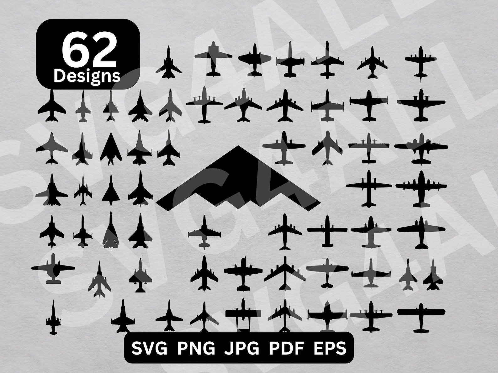 Military Aircraft Silhouette SVG Bundle, Fighter Jet Clipart, Army ...