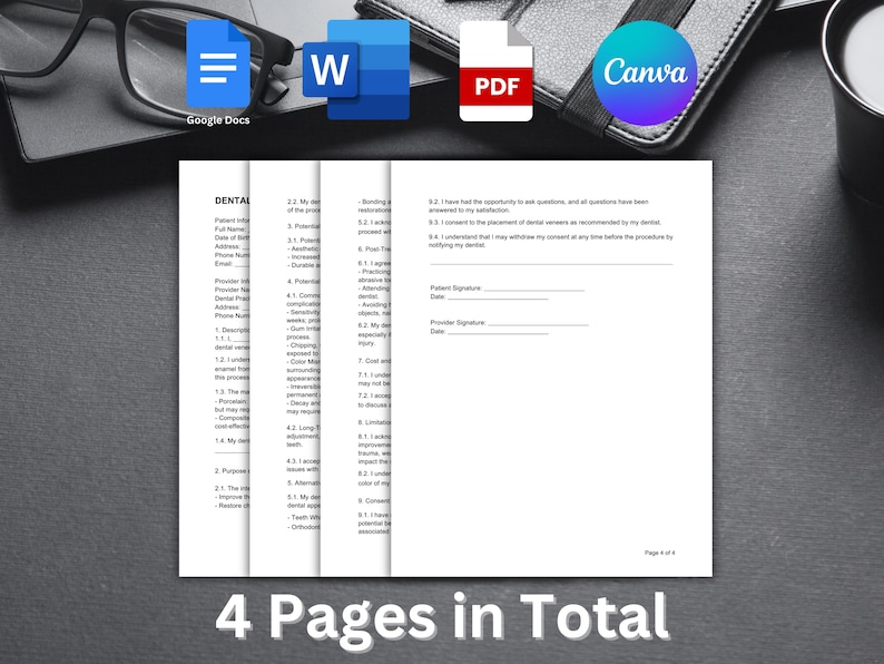Dental Veneer Consent Form Template | Veneer Procedure Agreement ...