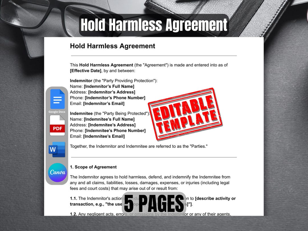 Hold Harmless Agreement Template | Sample Indemnification and Hold ...