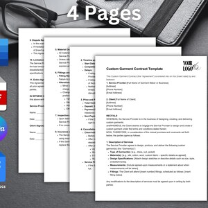Custom Garment Contract Template | Tailor Clothing Agreement | Editable ...