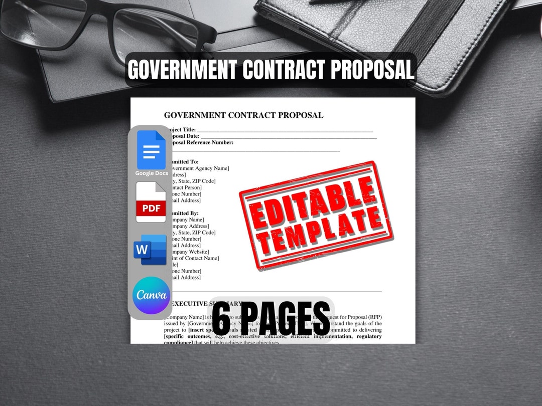 Government Contract Proposal Template Word Doc PDF CANVA | Printable ...