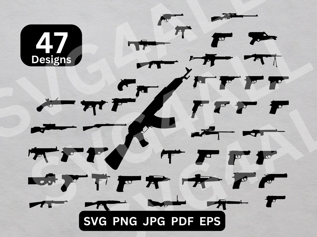 Weapons Svg, Guns Bundle Svg, Gun PNG, Military Clipart, Guns Cut Files ...