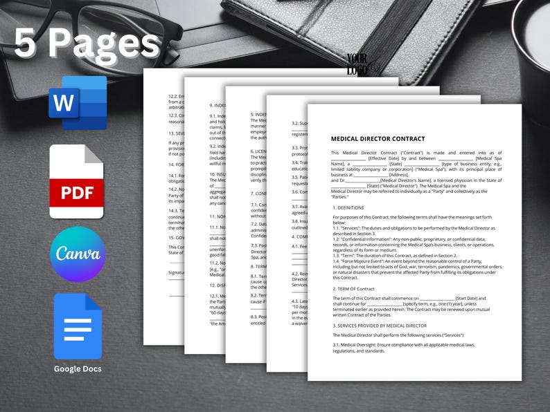 Medical Director Contract Template | Editable Spa Medical Director ...