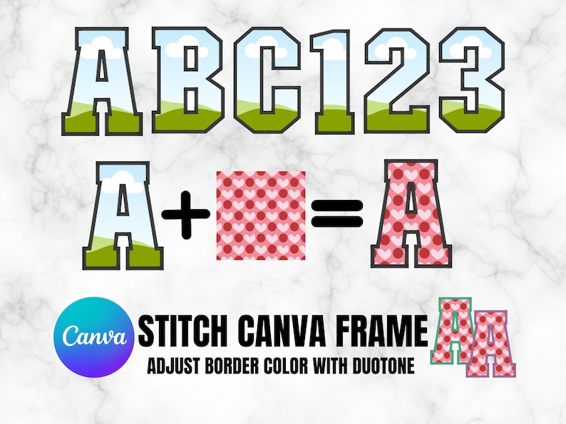 Digital Stitch Canva Frames, Faux Embroidery Frames Designs Letters ...