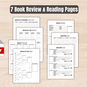 Book Reading Journal Printable Bundle Format 8.5x11, A4 and A5 ...