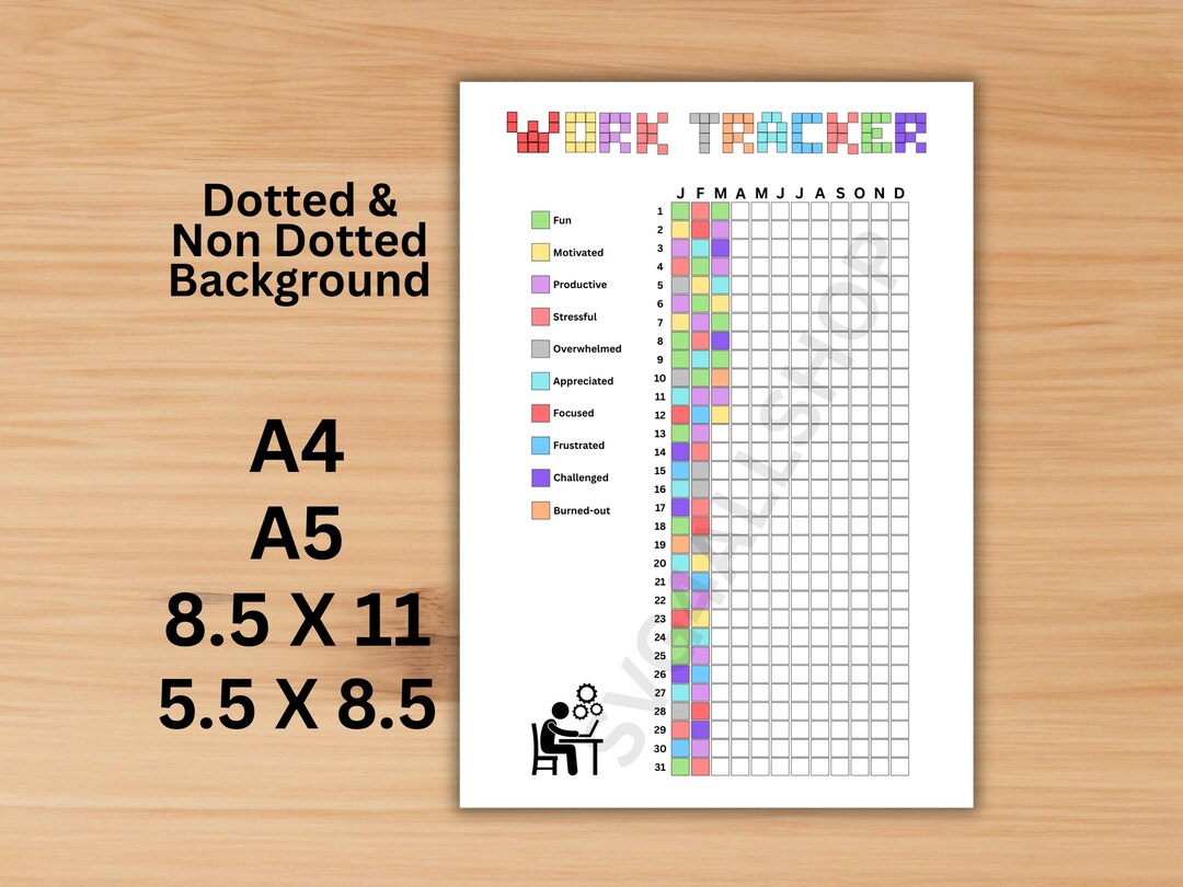 How Was Work Tracker - Mood Tracker - Yearly Tracker - Track Work ...