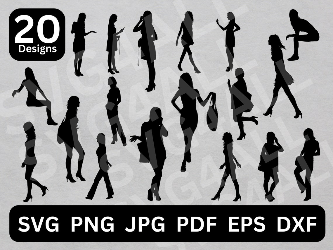 Girl Silhouette SVG, Girl Bundle SVG Files, Women Cut File, Women ...