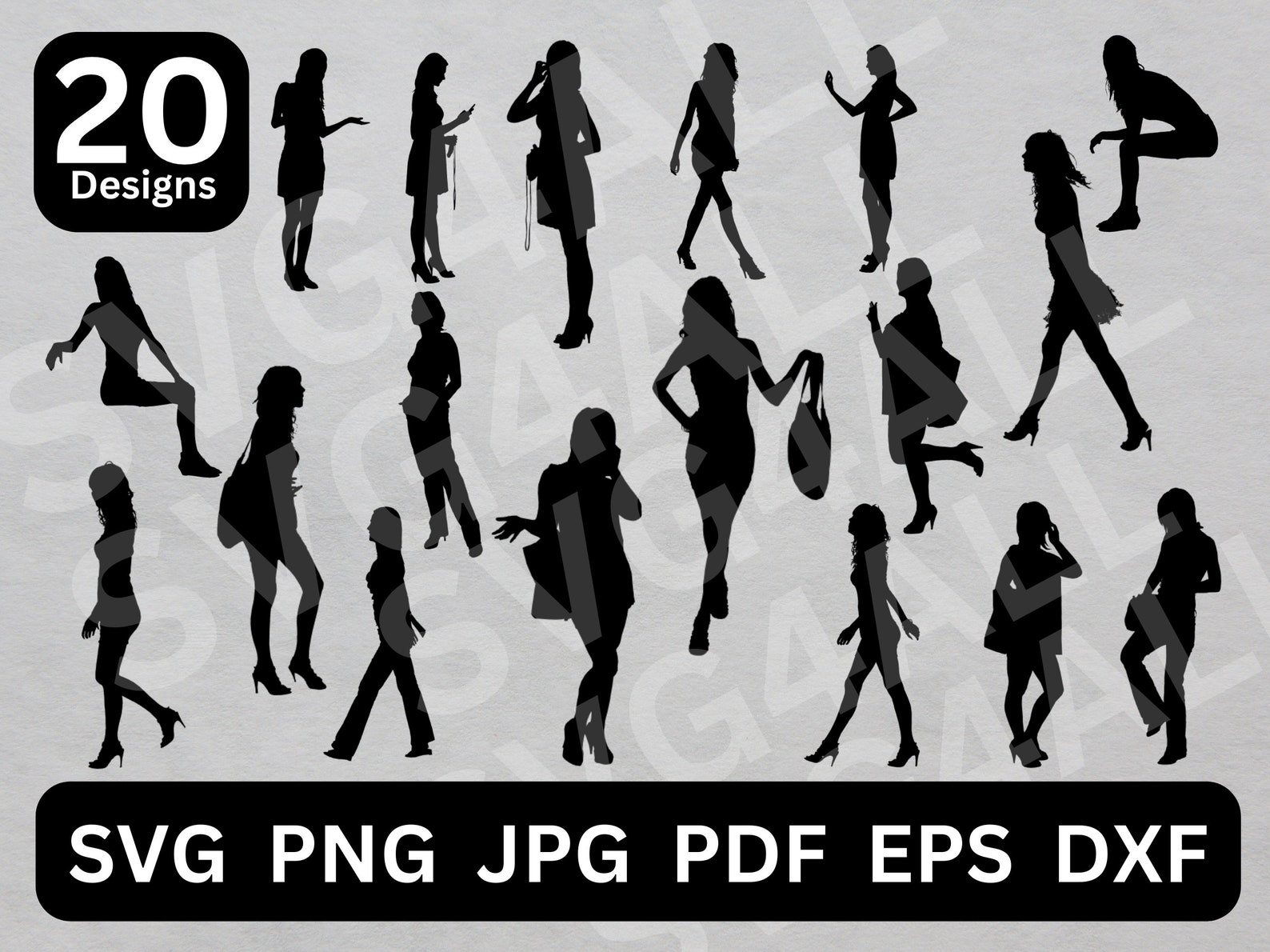 Girl Silhouette SVG, Girl Bundle SVG Files, Women Cut File, Women ...