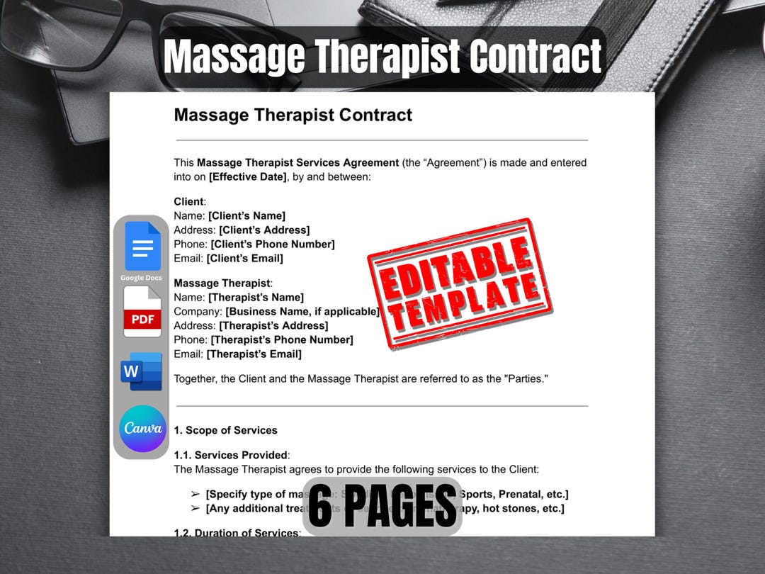 Massage Therapist Contract Template Massage Therapist Services ...