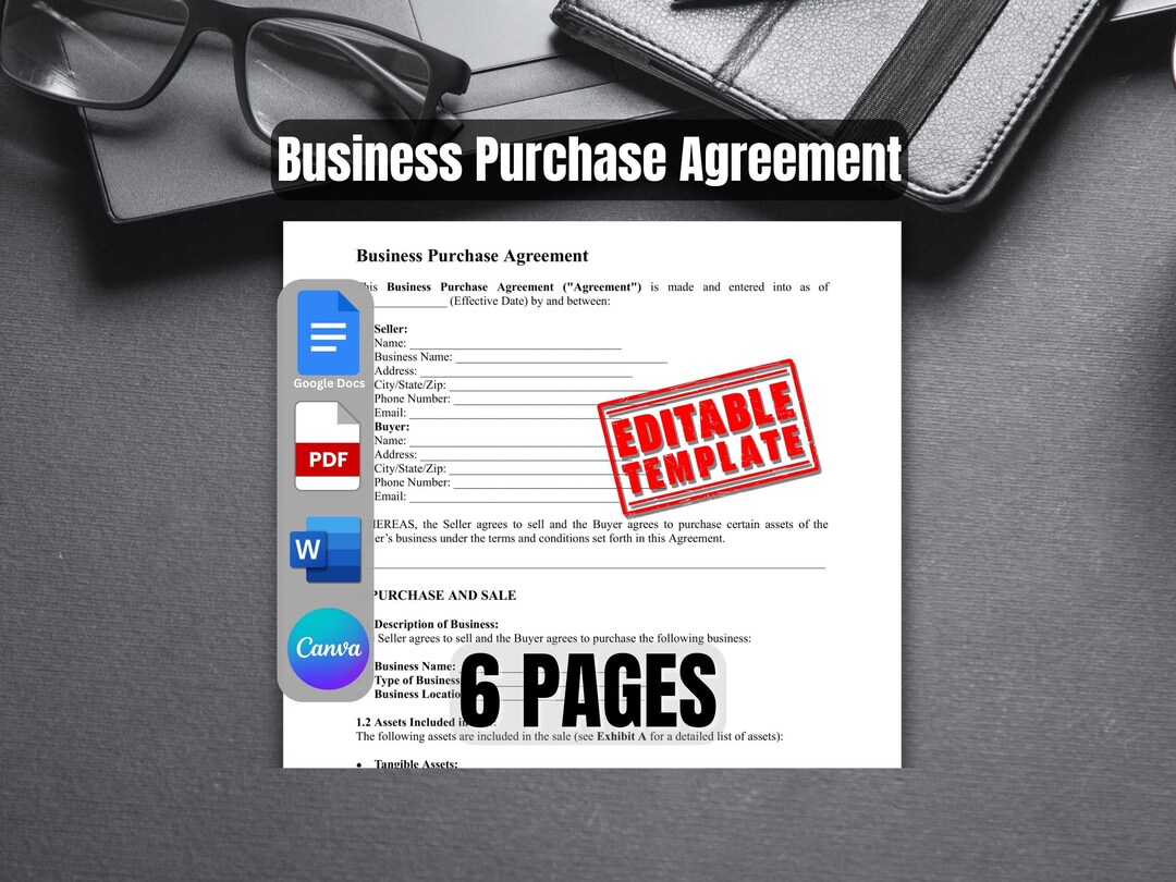 Business Purchase Agreement Template | Editable Legal Document for ...