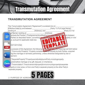 Transmutation Agreement Template | Transmutation Contract | Consent ...