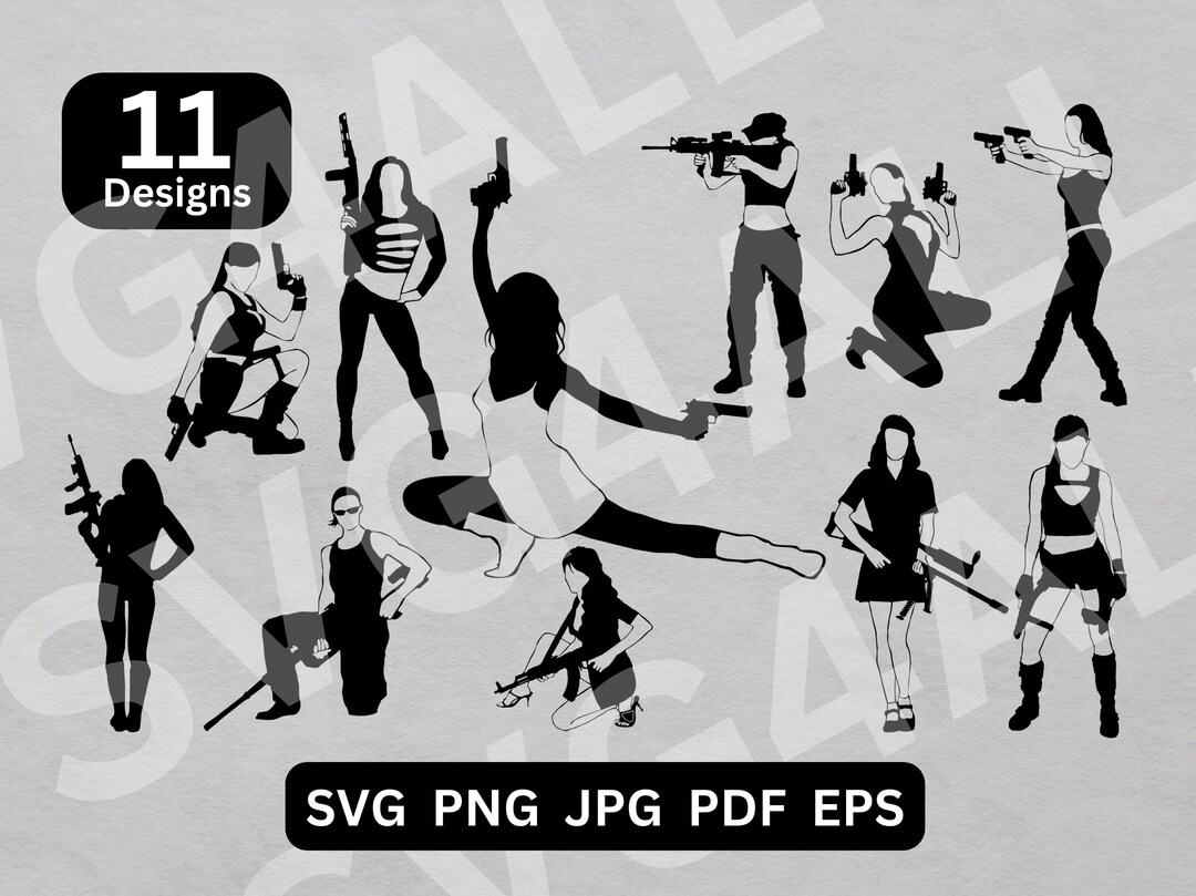 Girl With Gun SVG, Gun Girl SVG, Girl Soldier Cricut, Gangster Girl ...