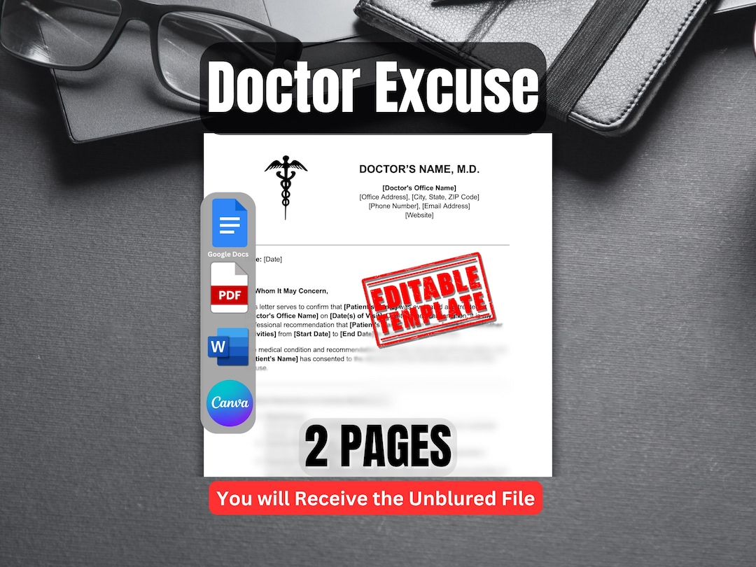 Doctor Excuse Note Template | Customizable Medical Excuse | School ...