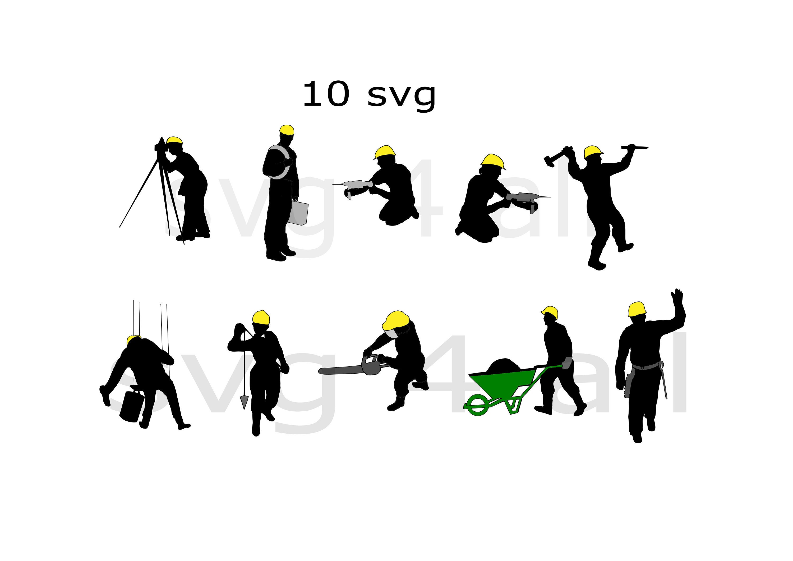 Construction Svg Construction Drawing Construction Workers | Etsy
