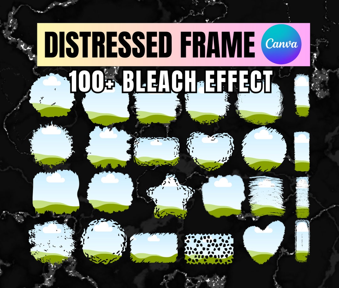 Bleach Effect Distressed Edge Canva Frames Template, Mockup for Canva, Canva Frame Mockup ...