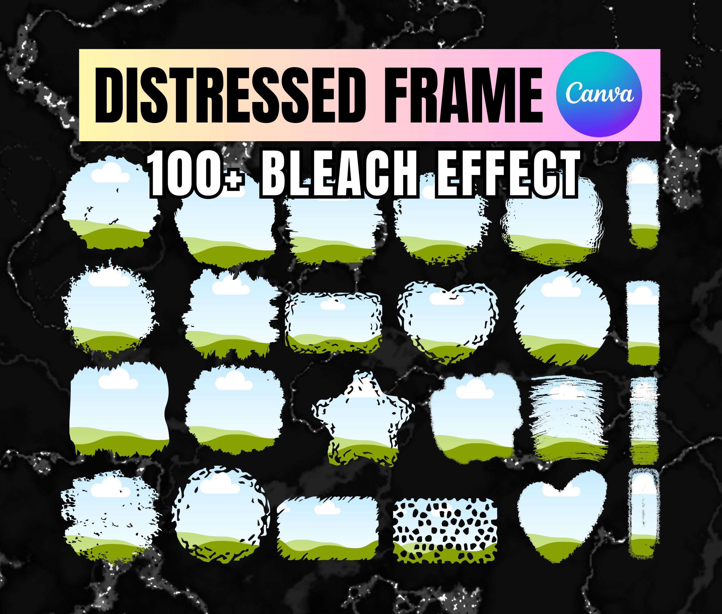 Bleach Effect Distressed Edge Canva Frames Template, Mockup for Canva, Canva Frame Mockup ...