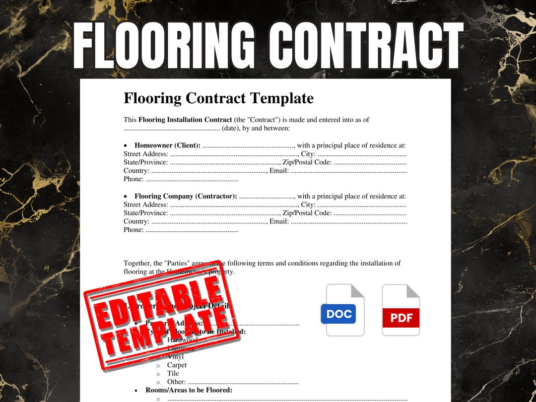Contractor Vinyl Flooring Install Contract Template | Custom Flooring ...