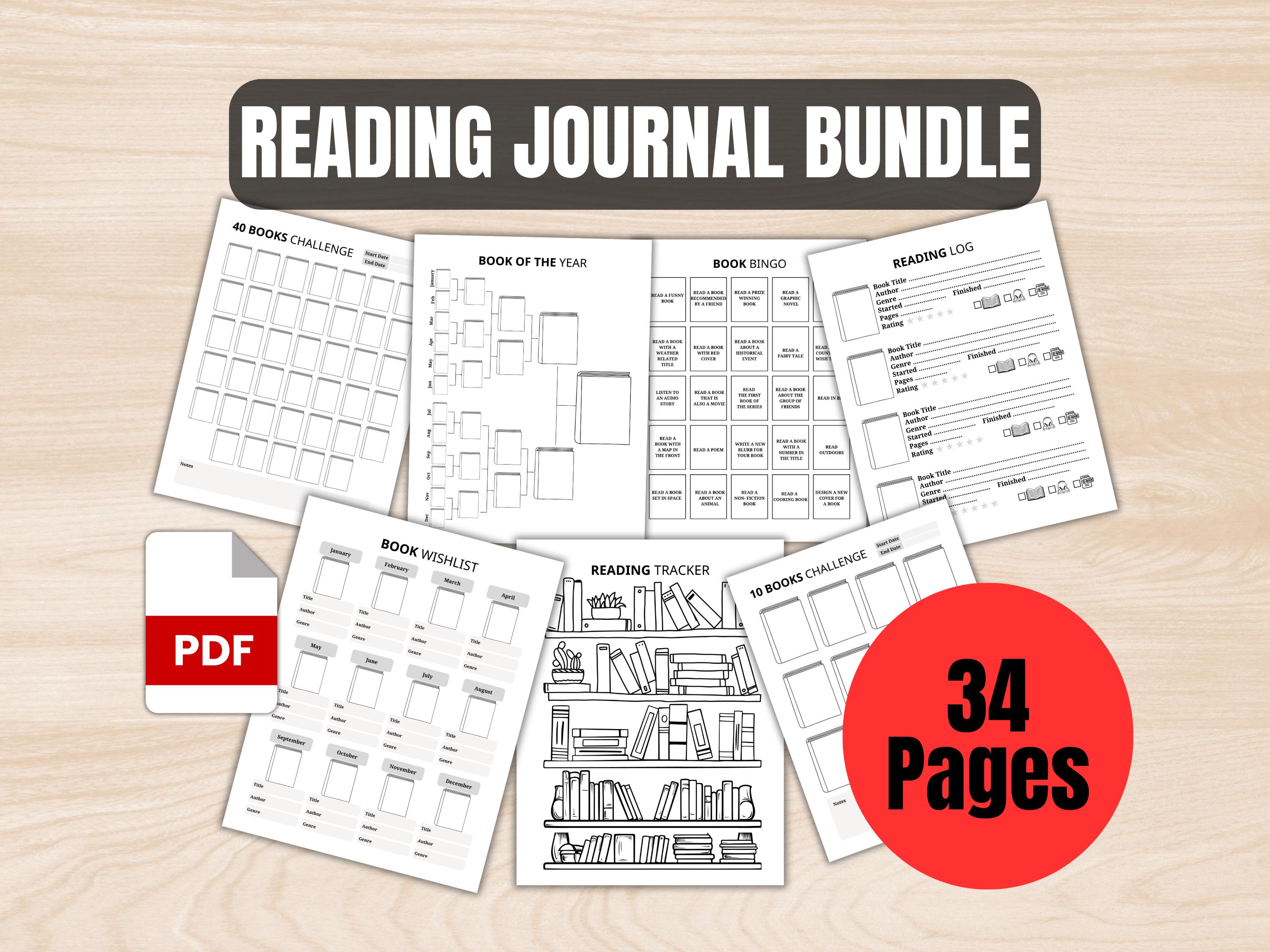 Book Reading Journal Printable Bundle Format 8.5x11, A4 and A5 ...