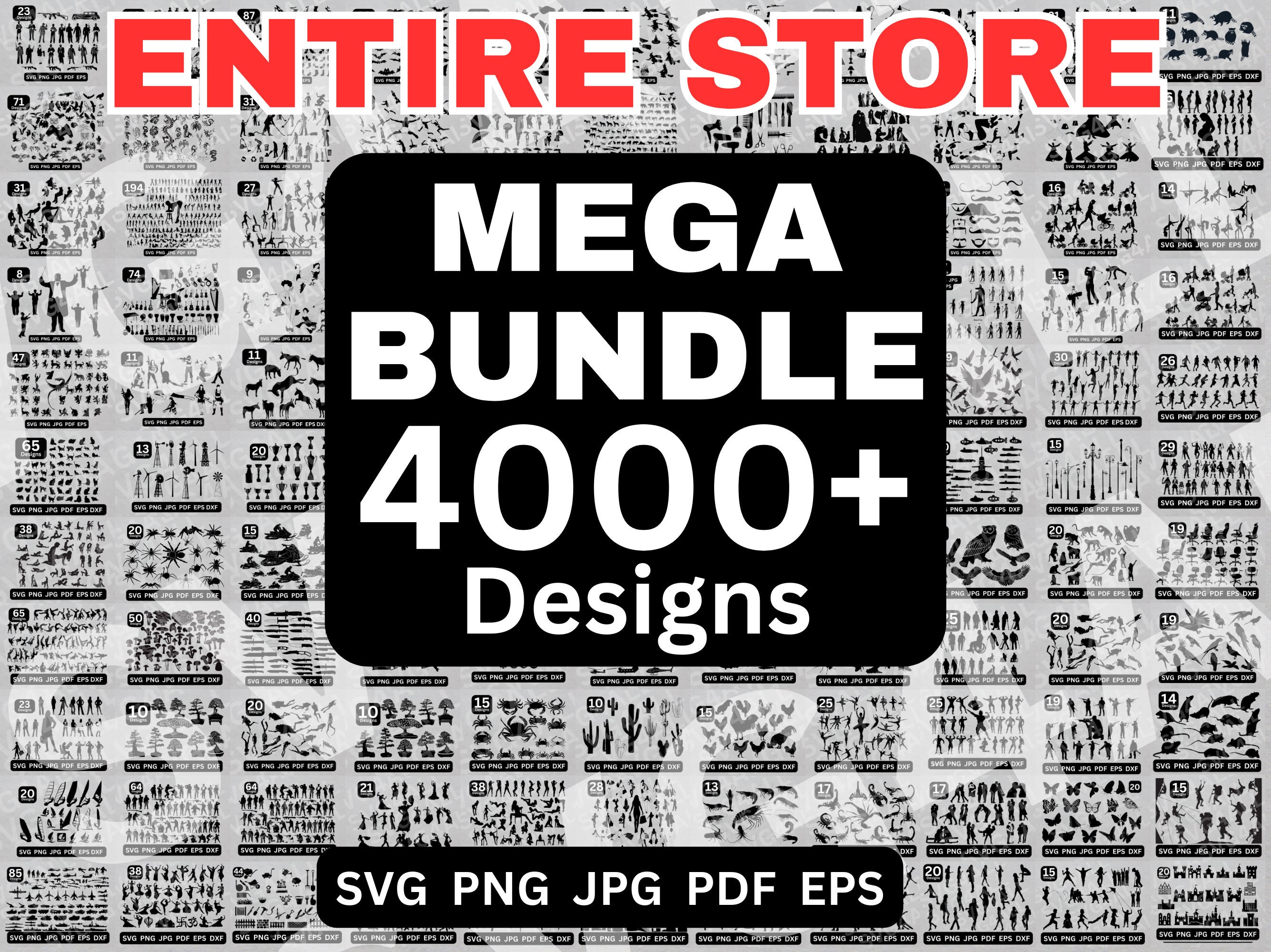 Mega SVG Bundle, 4,000+ Designs SVG, Svg Files for Cricut, Silhouette ...