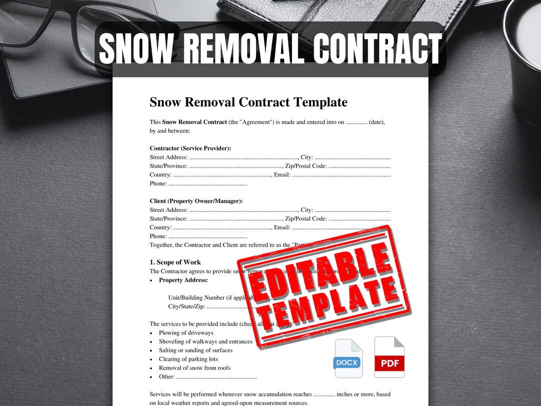 Snow Removal Contract Template Download Word Doc | Printable Service ...