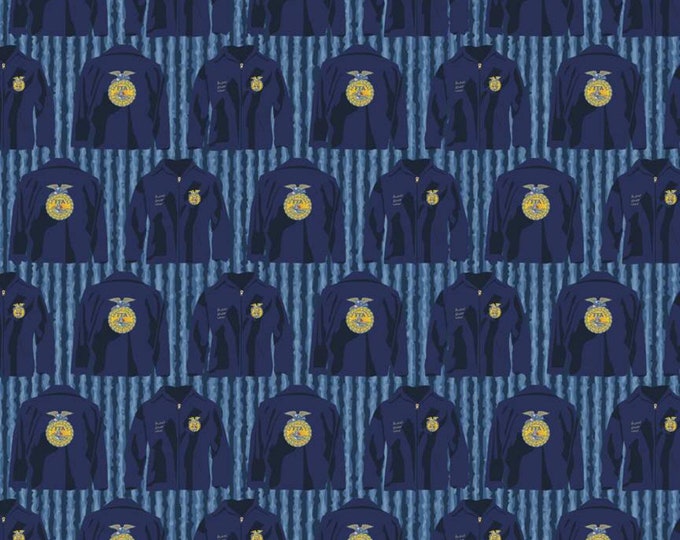 FFA Blue Jacket on Blue Fabric FFA Forever Blue Riley Blake Designs 100% Cotton Fabric by the ...