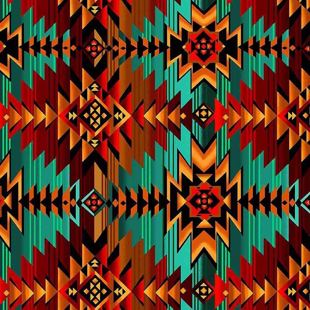Southwest Blanket Teal Aztec West C3857 by Timeless Treasure - Etsy