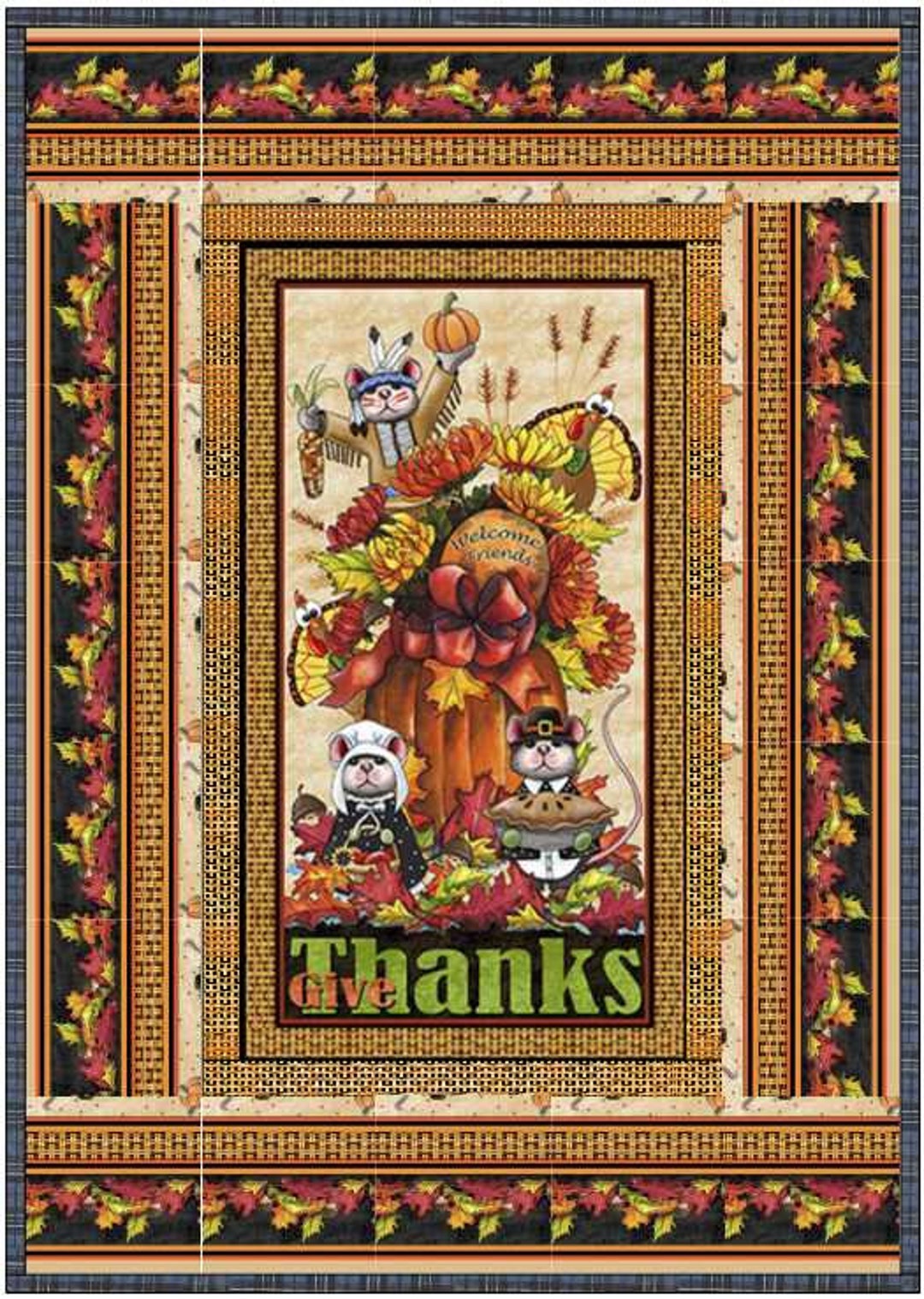 QT Fabrics A Pilgrim's Autumn Give Thanks Panel Quilt Kit - Etsy