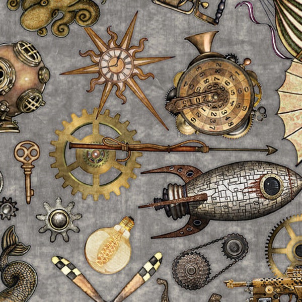 Steampunk Fabric - Etsy