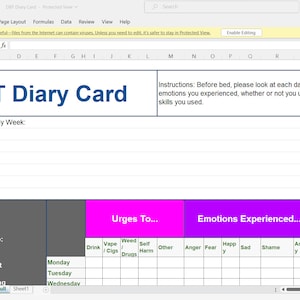 DBT Diary Card and Skills Tracker - SUD, Adolescent, Teen, Adult ...