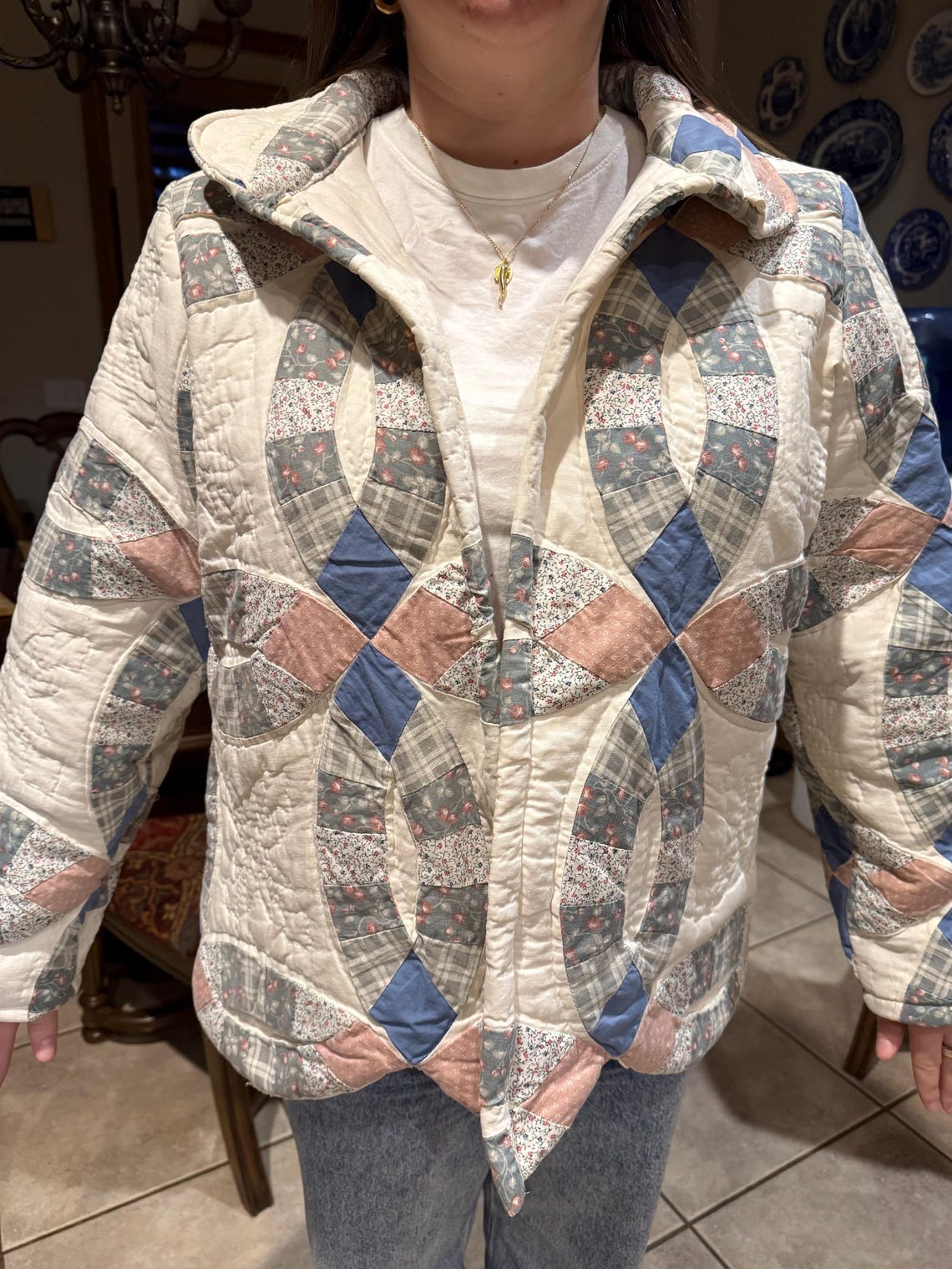 Quilted Jacket in Wedding Rings Pattern Size XL - Etsy