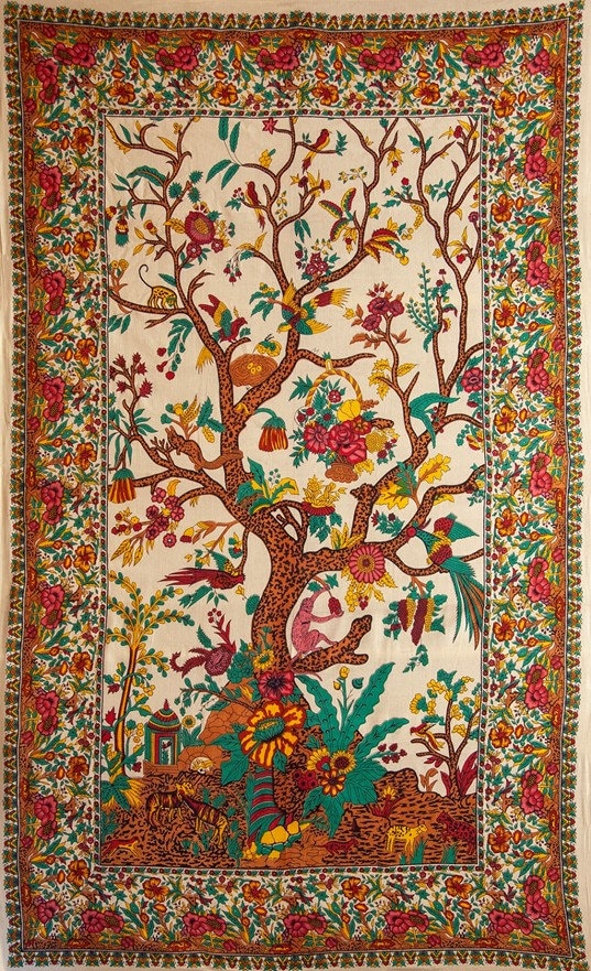 Red/orange Celtic Tree of Life Tapestry, Fabric Decor, Irish Bed Spread ...